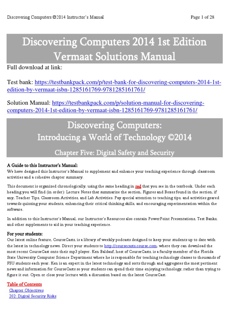 Discovering Computers 2014 1st Edition Vermaat Solutions Manual Download | PDF
