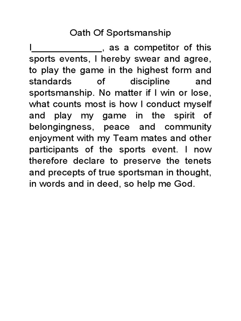 Oath of Sportsmanship | PDF