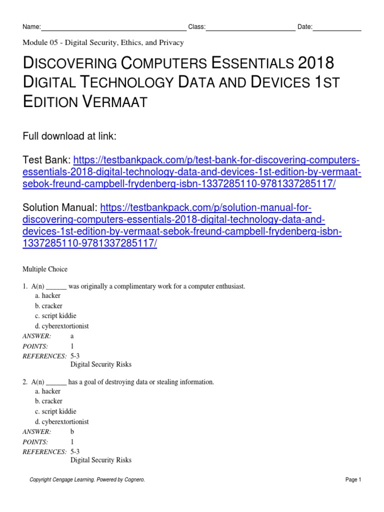 Discovering Computers Essentials 2018 Digital Technology Data and ...