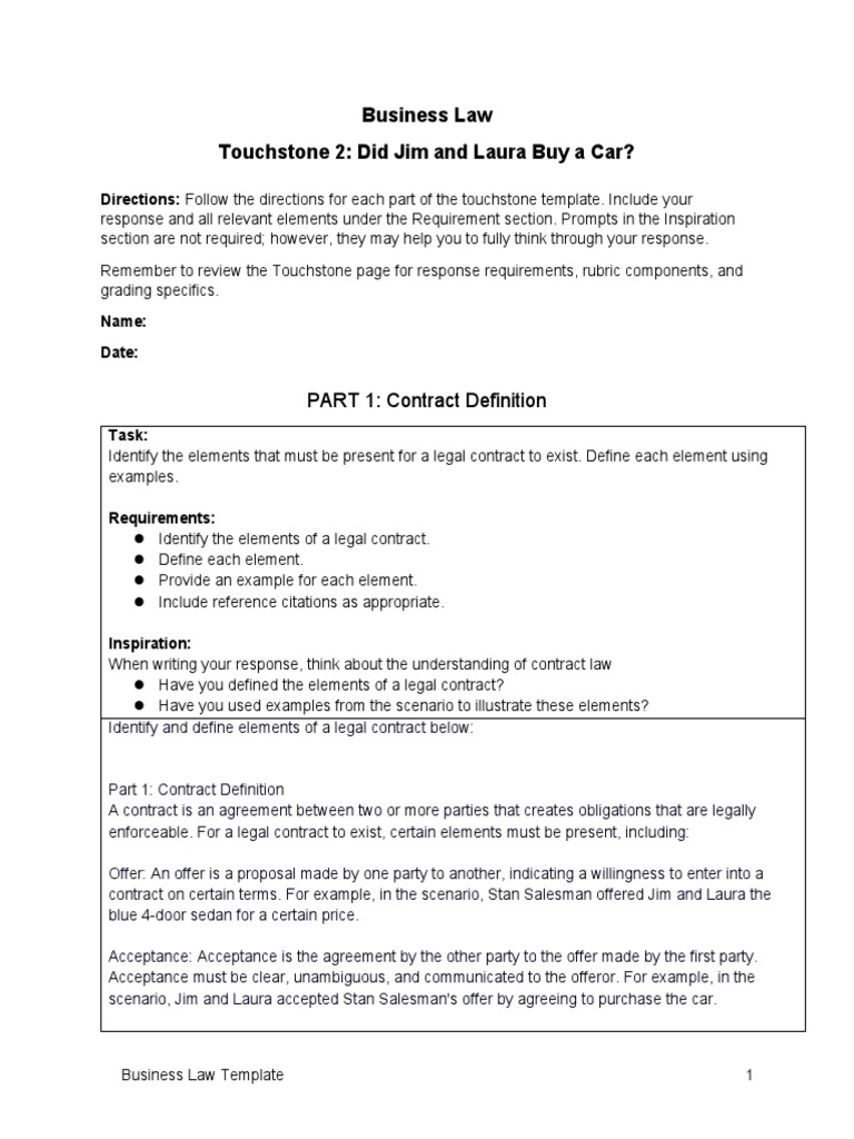 Business Law Touchstone 2 Template | PDF