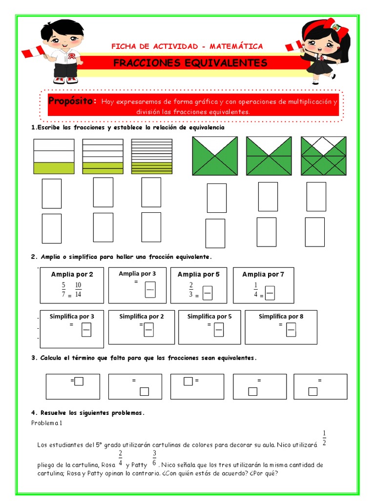 Ficha-MAT-FRACCIONES EQUIVALENTES - PARA LA SESION DE HOY MIERCOLES 26 ...