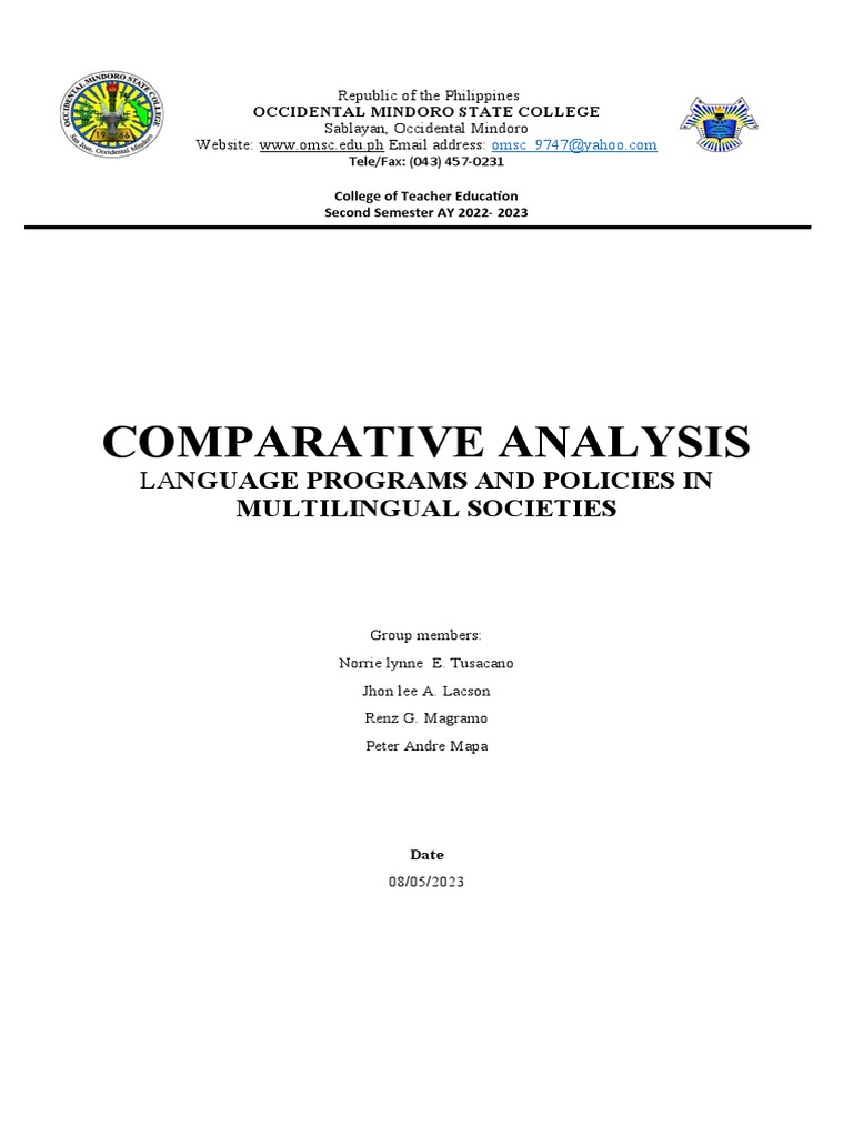 Comparative Analysis | PDF | Multilingualism | Thailand