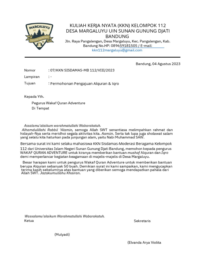 Surat Permohonan Pengajuan Alquran Dan Iqro - PDF - 20230804 - 150855 - 0000 | PDF