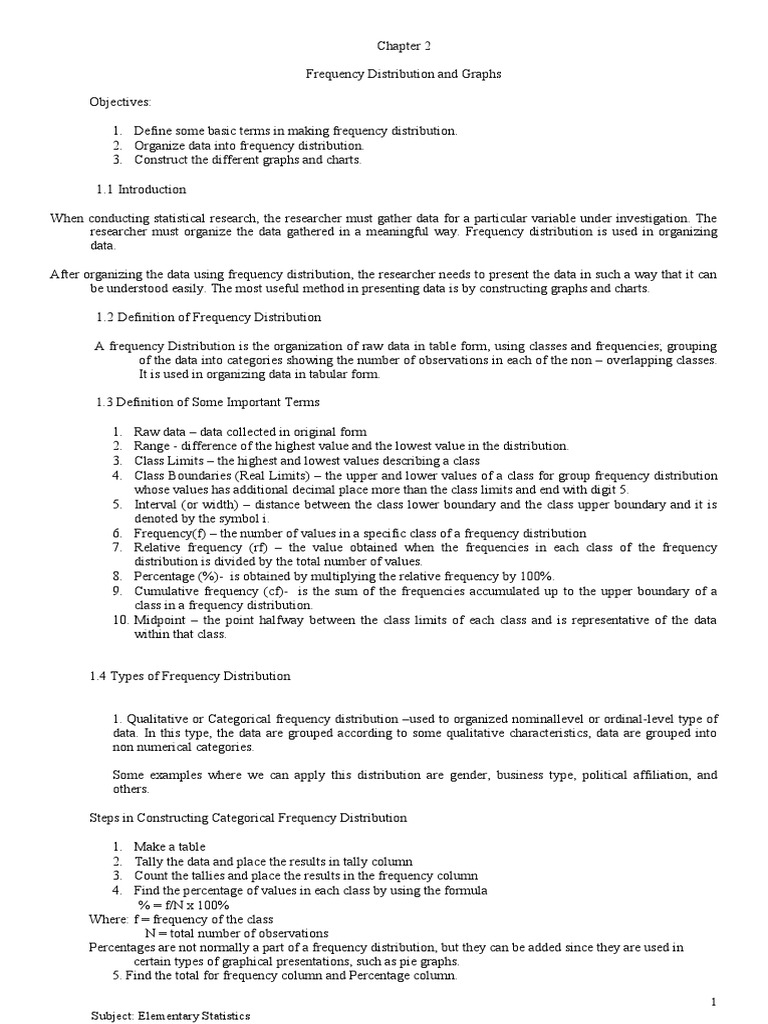 Chapter 2 Elementary Statistics | PDF | Probability Distribution | Categorical Variable
