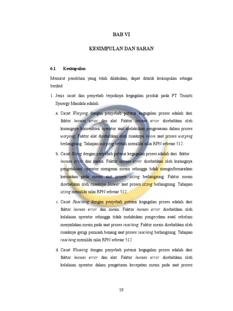 Bab Vi Kesimpulan Dan Saran | PDF