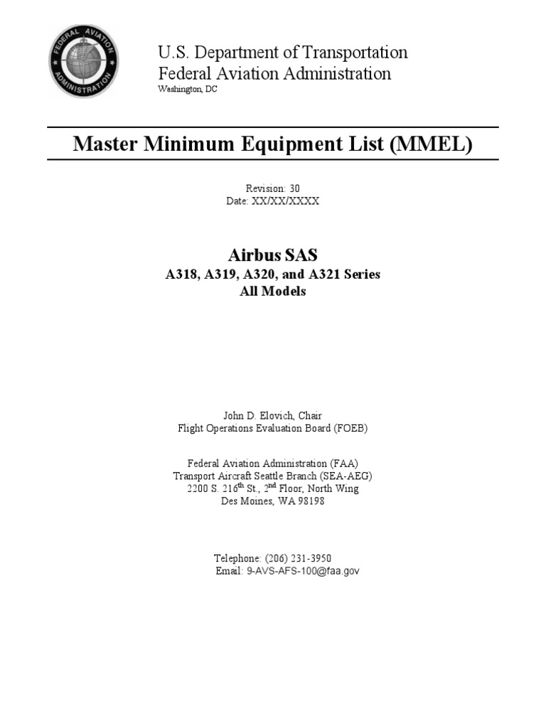 Airbus A320 MMEL Revision 30 Guide | PDF