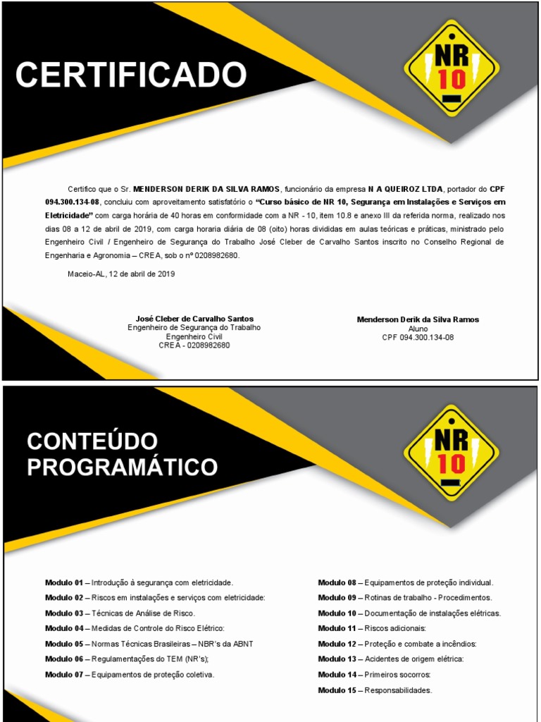 Certificado NR10 | PDF