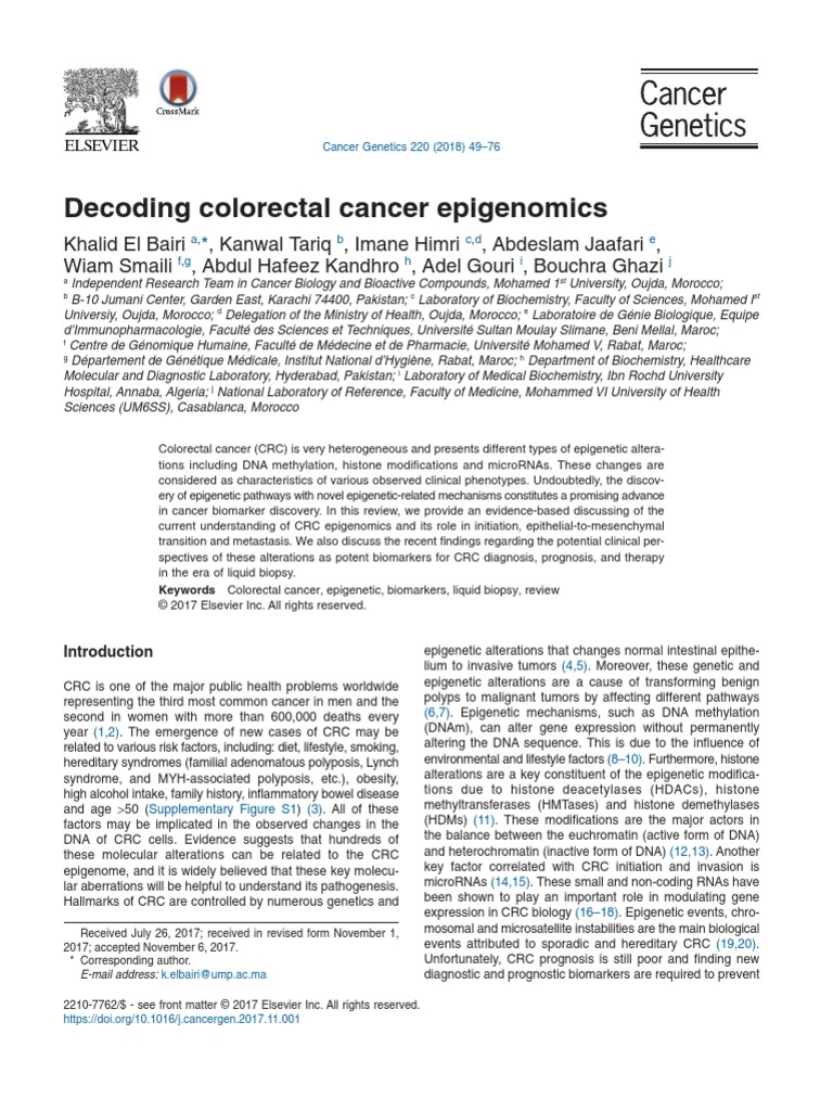 2018-Decoding Colorectal Cancer Epigenomics | PDF