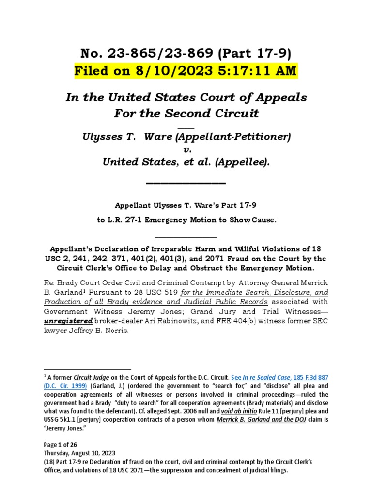 Ulysses T. Ware's Fraud Declaration | PDF