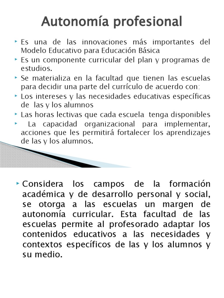 Autonomía Profesional | PDF | Plan de estudios | Enseñando