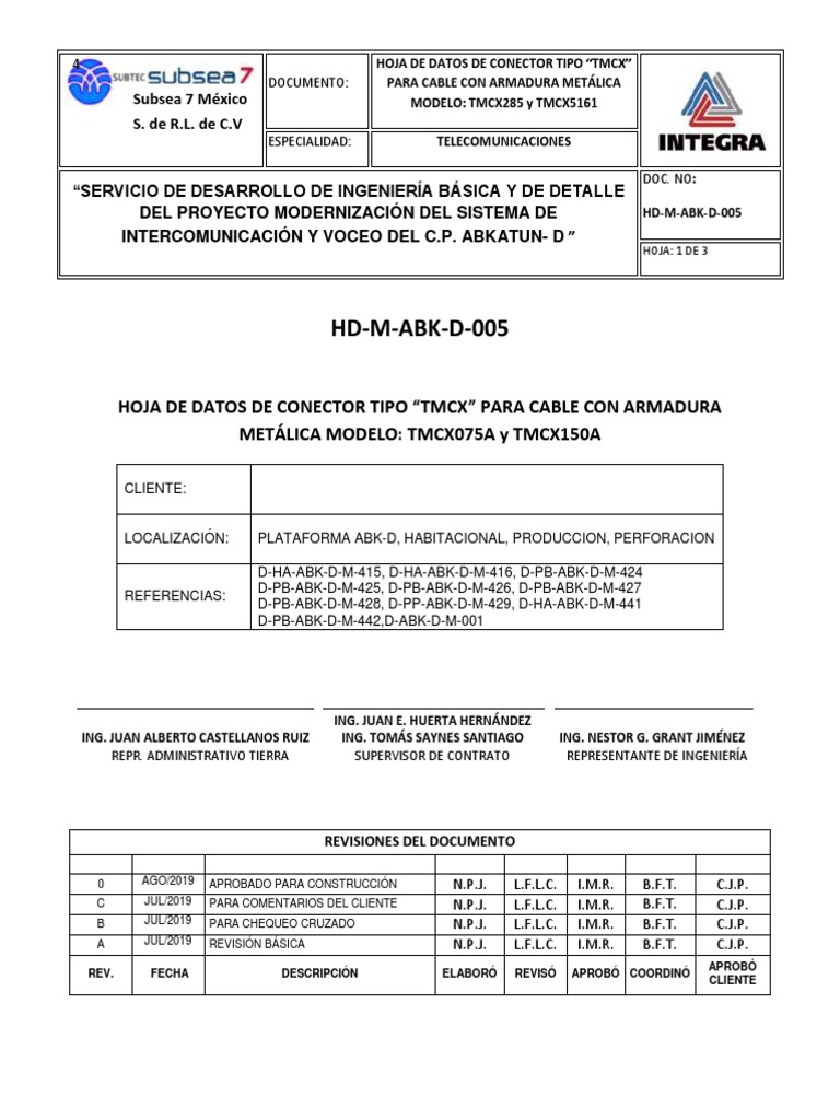 HD-M-ABK-D-005: Hoja de Datos de Conector Tipo "TMCX" para Cable Con ...