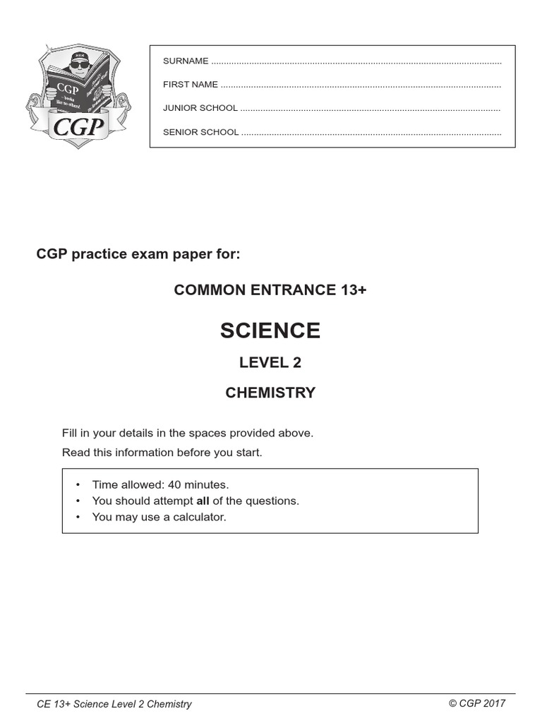 CGP Chemistry L2 Paper | PDF