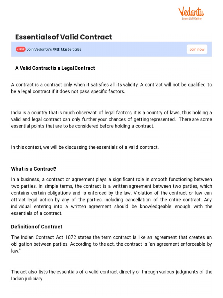 Essentials of Valid Contract | PDF