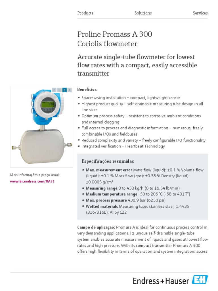 Endress-Hauser Proline Promass A 300 8A3C PT | PDF