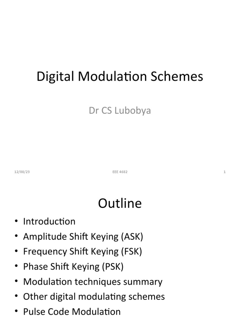 Lecture 6 - Digital Modulation Schems | PDF | Modulation | Data Transmission