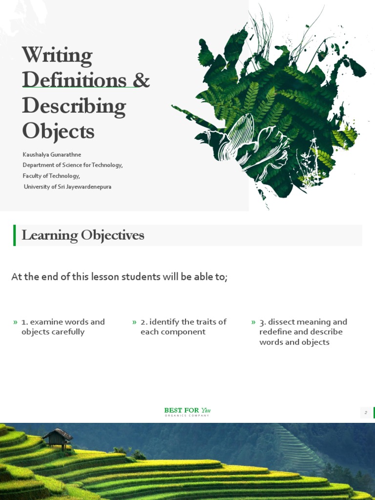 Writing Definitions Describing Objects | PDF