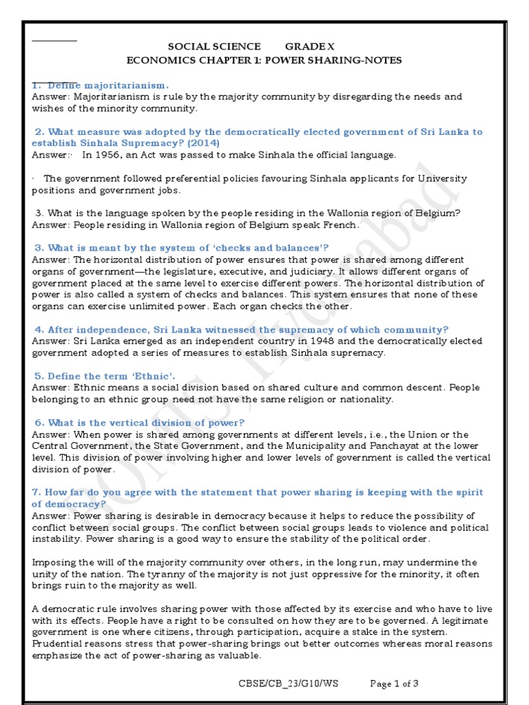 Power Sharing Notes | PDF