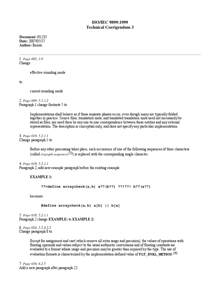 Iso Iec 9899 1990 Corr 3 | PDF