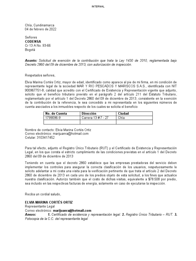 Carta Enel Codensa Exoneracion | PDF