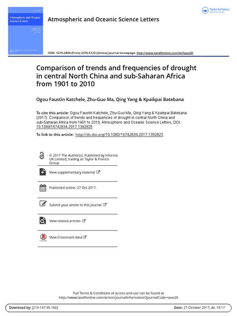 Comparison of Trends and Frequencies of Drought in | PDF | Climate ...