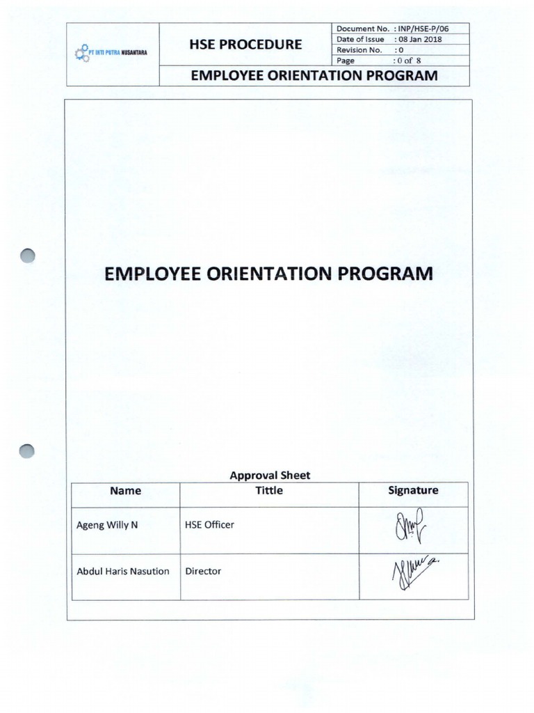 Prosedur Employee Orientation Program | PDF