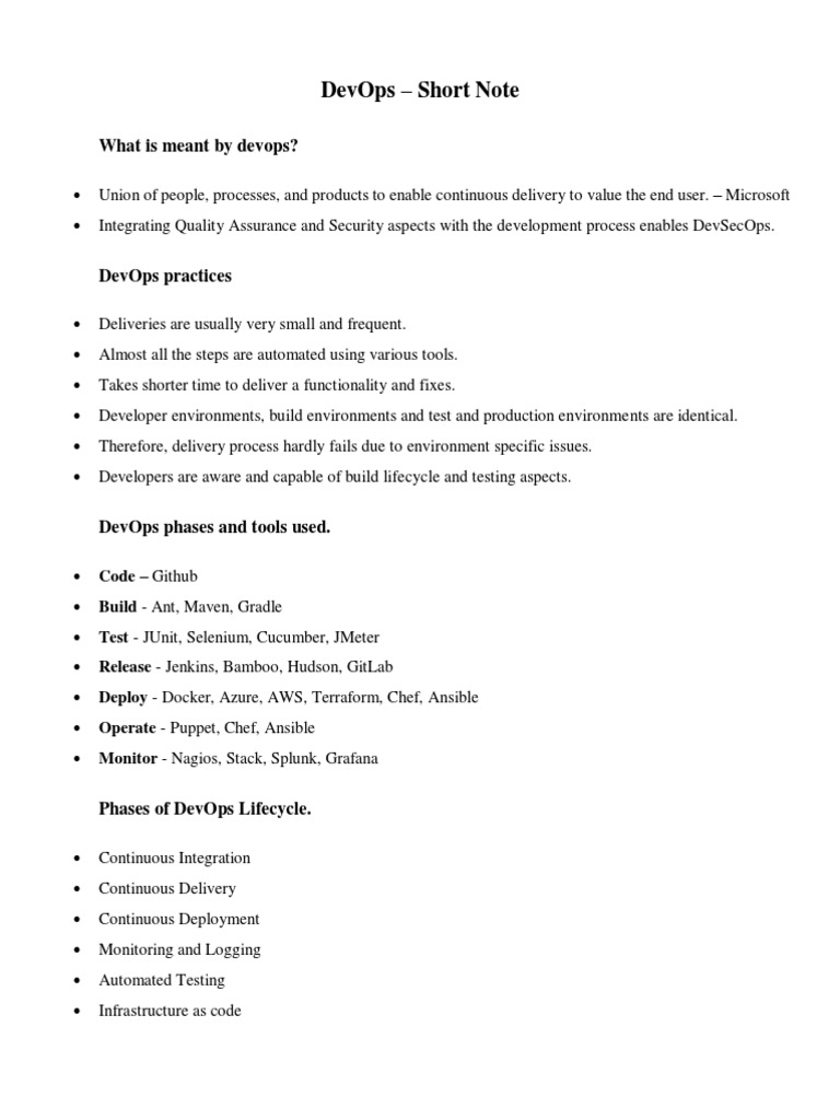 DevOps - Short Note | PDF