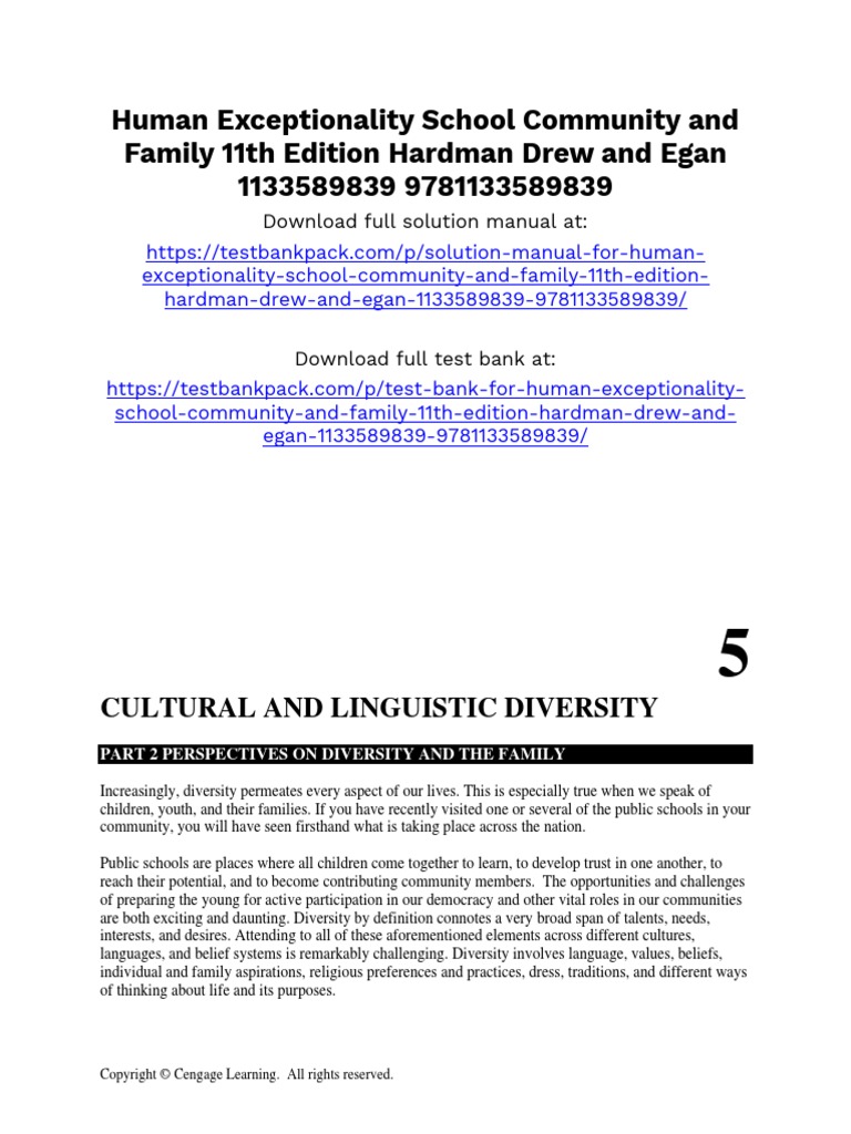 Human Exceptionality School Community and Family 11th Edition Hardman Solutions Manual 1 | PDF