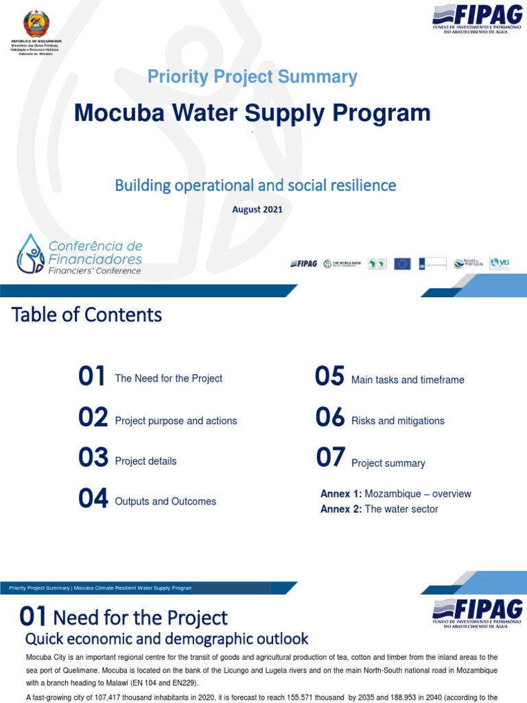 FIPAG Priority Project Summary - MocubaWTP VF3 | PDF