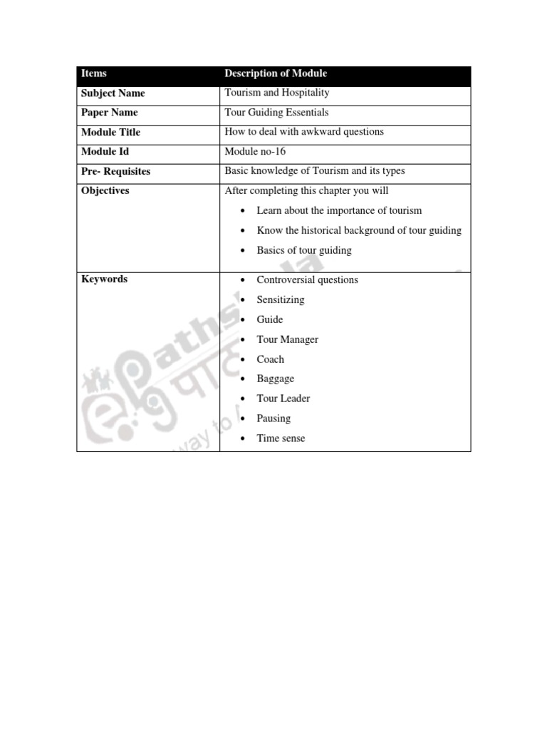 Tour Guide Essential Module | PDF