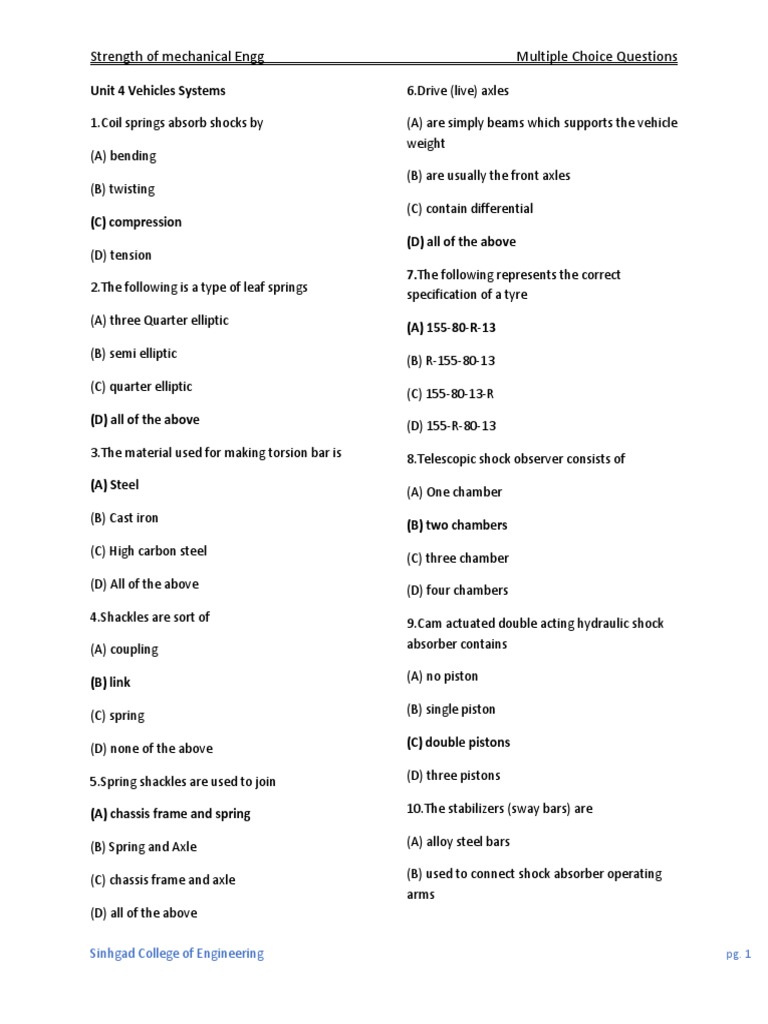 Unit 4 Vehicles Systems | PDF