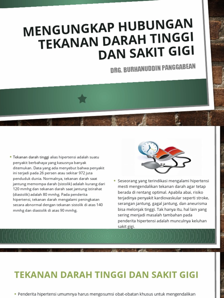 Mengungkap Hubungan Tekanan Darah Tinggi Dan Sakit Gigi | PDF