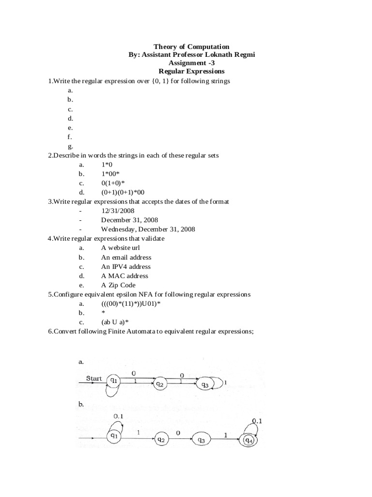 Assignment 3 | Download Free PDF | Regular Expression | Algorithms