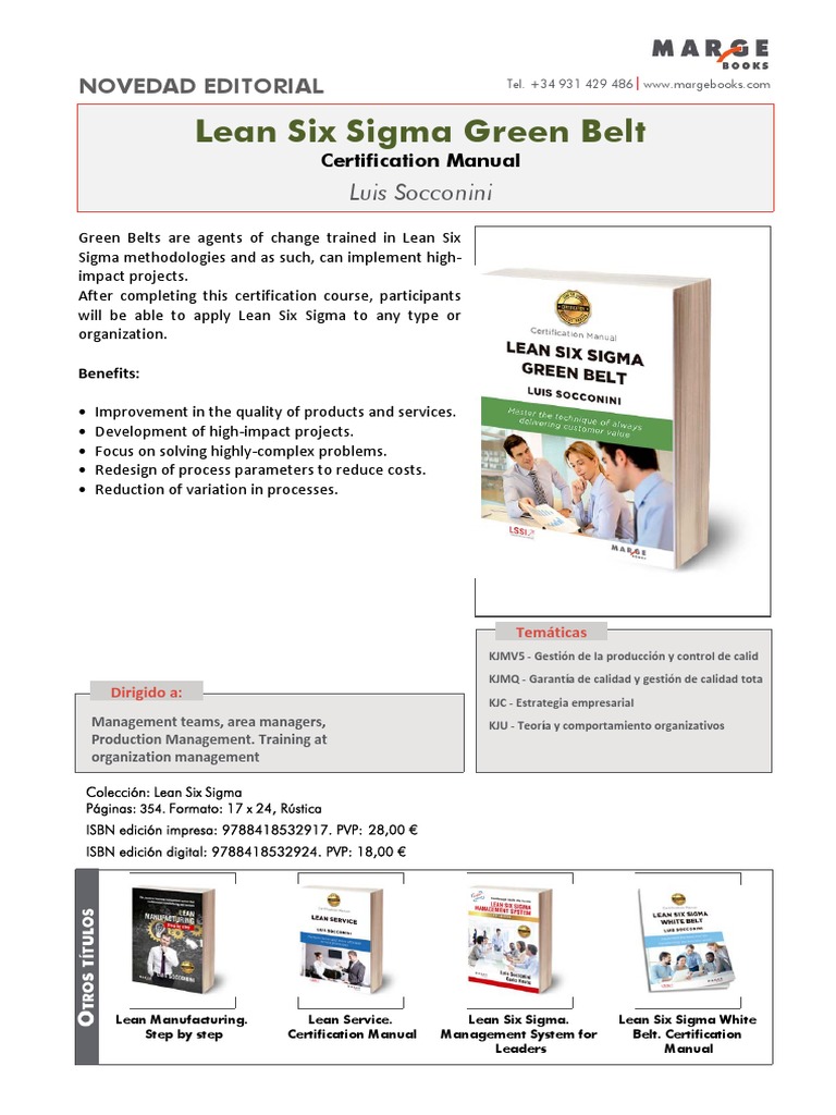 Lean Six Sigma Green Belt: Luis Socconini | PDF | Technology & Engineering