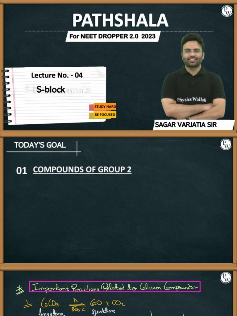 S-Block 04 - Class Notes (Pathshala Dropper NEET 2.0 2023) | PDF