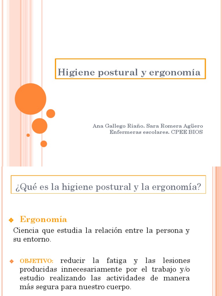 Higiene Postural y Ergonomia | PDF | Factores humanos y ergonomía | Dolor lumbar