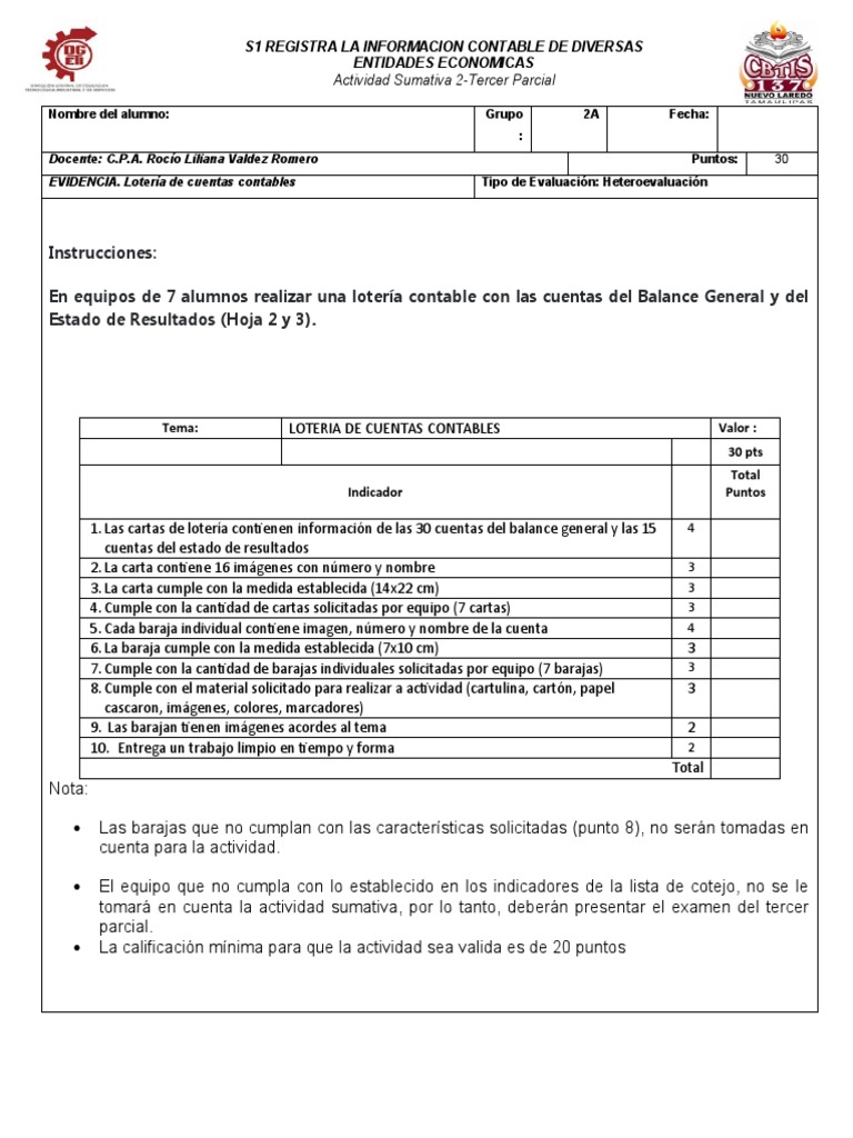 Lotería Contable: Cuentas y Ejemplos | PDF