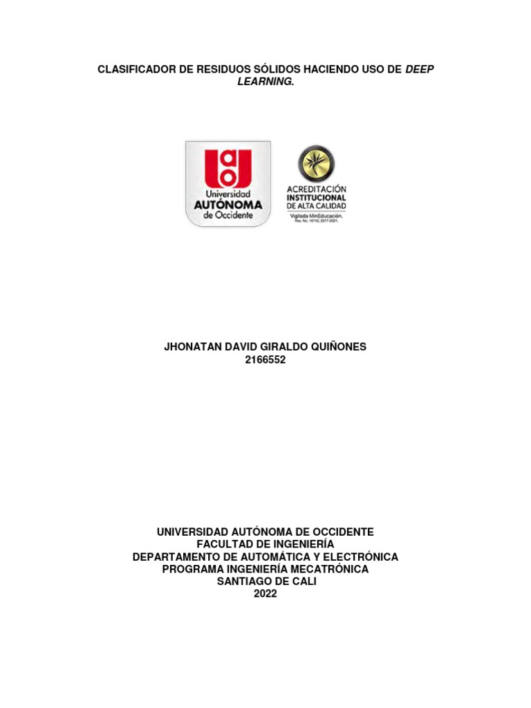 T10373 - Clasificador de Residuos Sólidos Haciendo Uso de Deep Learning ...