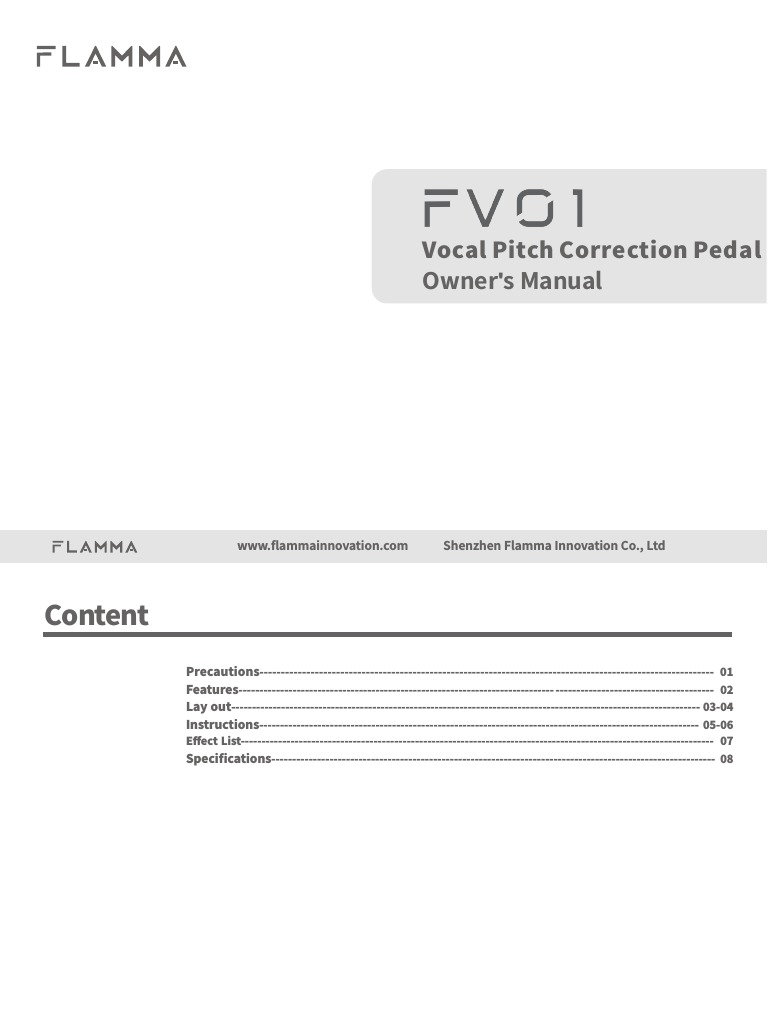 Flamma Vocal Pitch Correction Manual | PDF