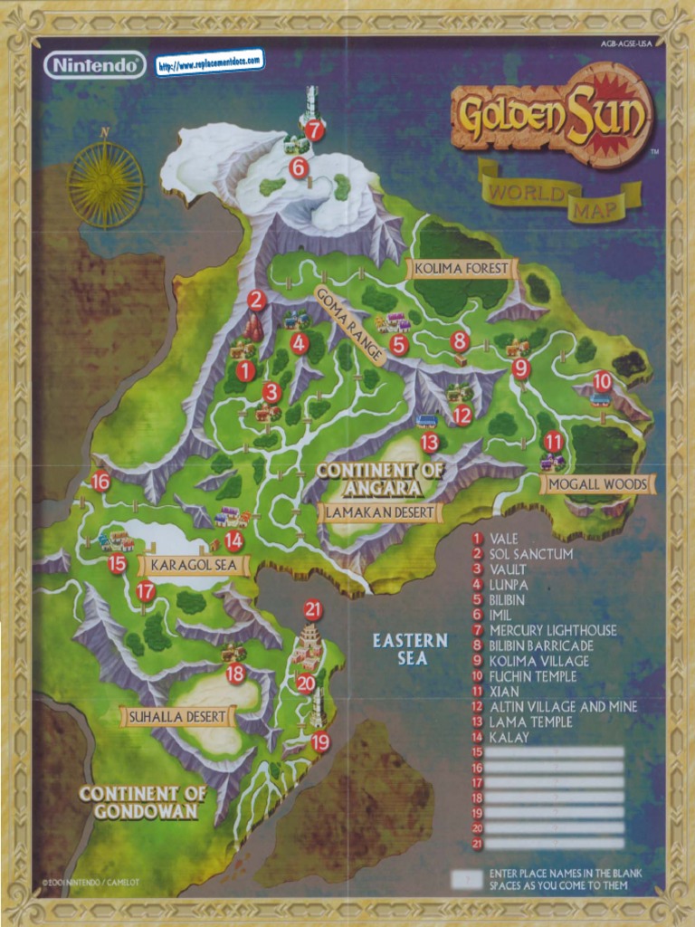 Golden Sun - Map - GBA | PDF