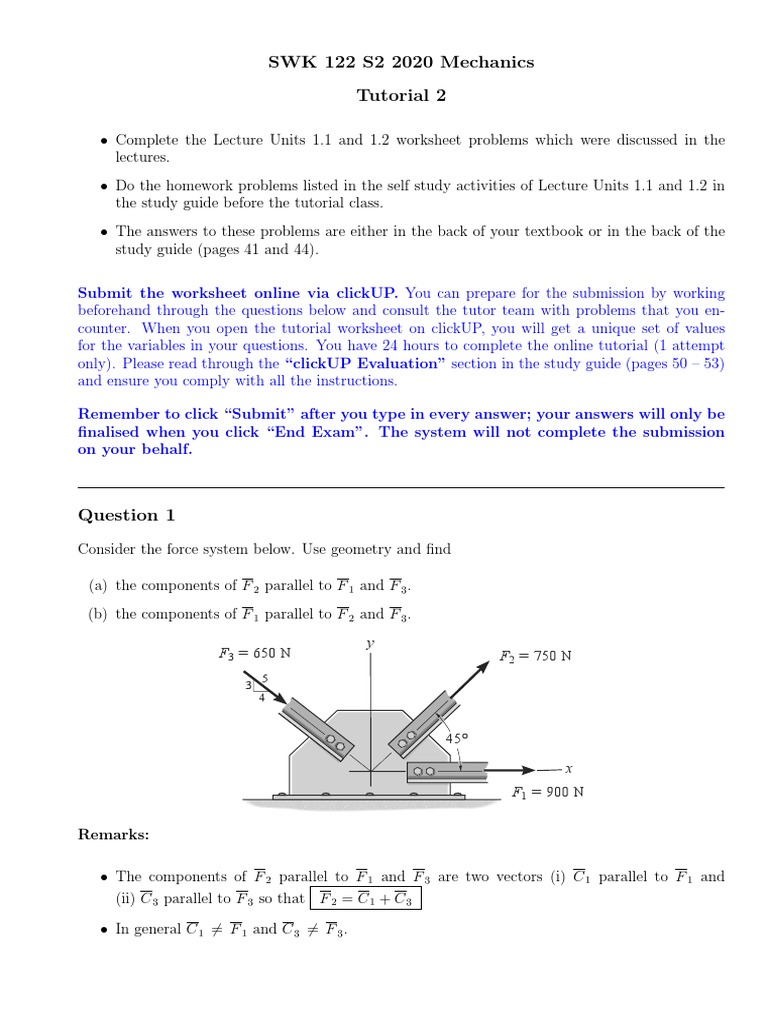 Tutorial Worksheet 2 | PDF | Force | Physics