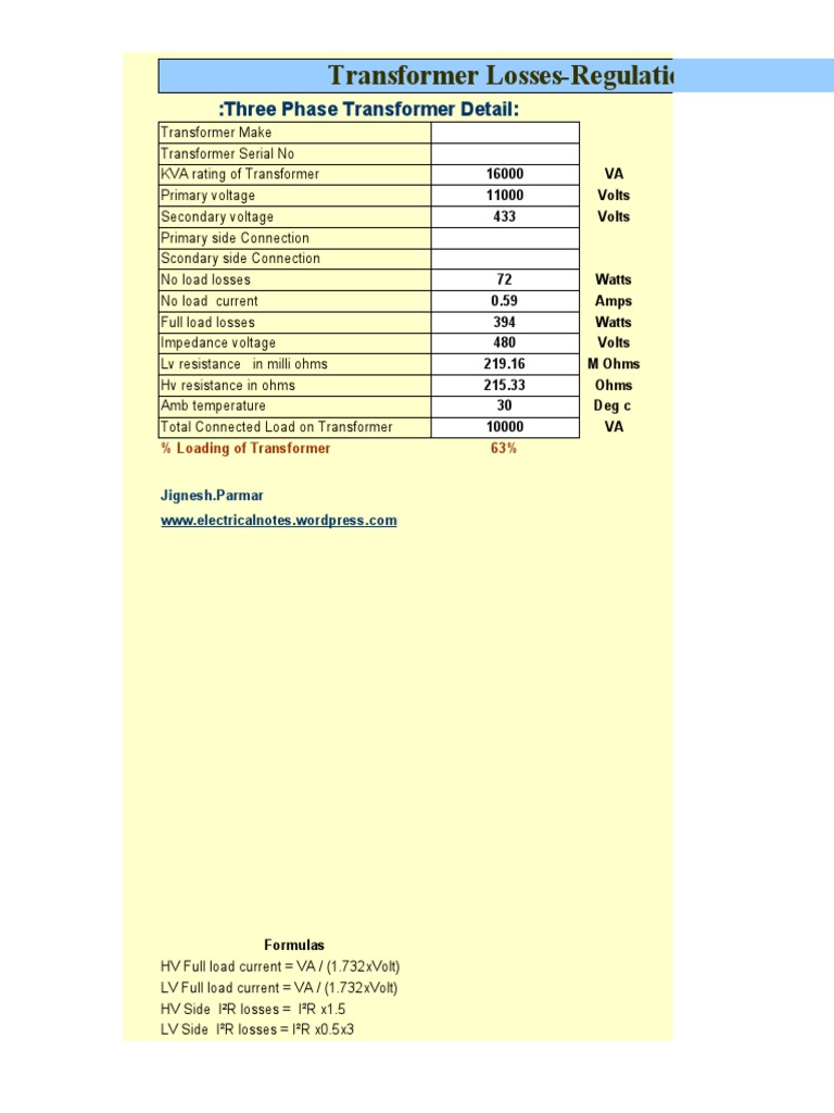 Transformer Losses Calculation | PDF