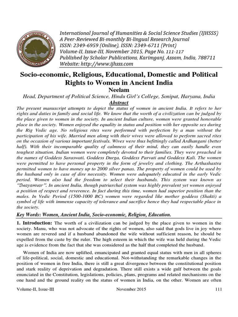 Women's Rights in Ancient India | PDF | Social Science | Religion ...