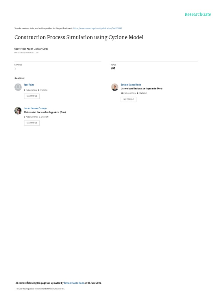 Construction Process Simulation Using Cyclone Mode | PDF