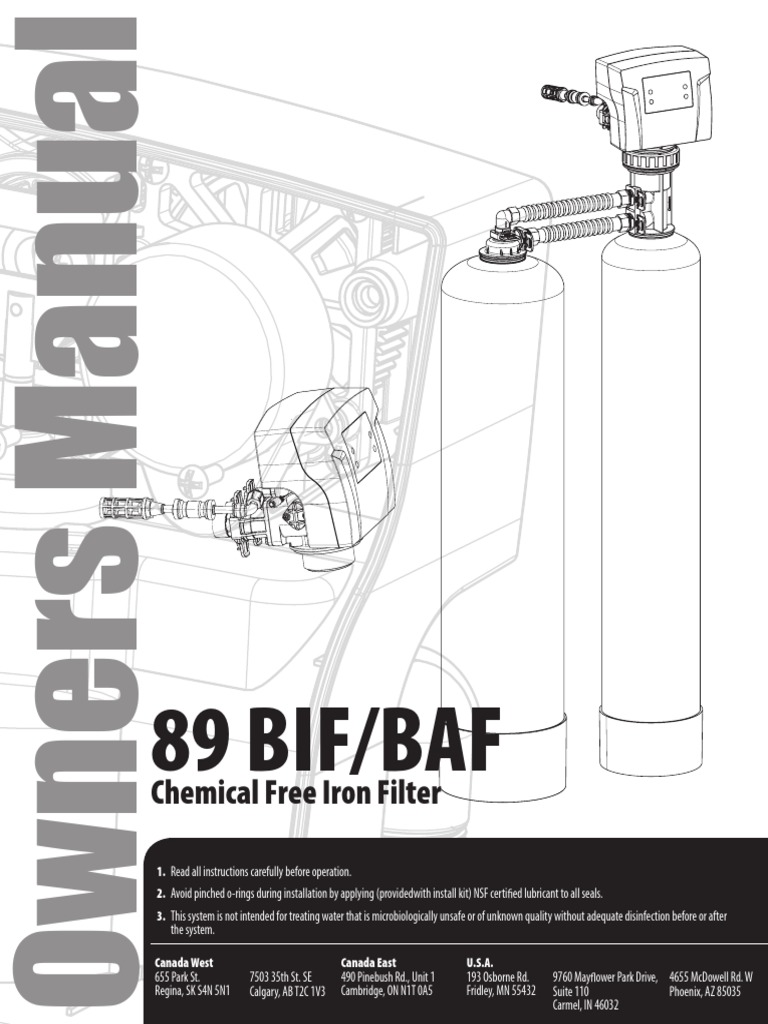 54593+89+BIF BAF+Chemical+Free+Iron+Filter+Manual | PDF | Manganese | Water