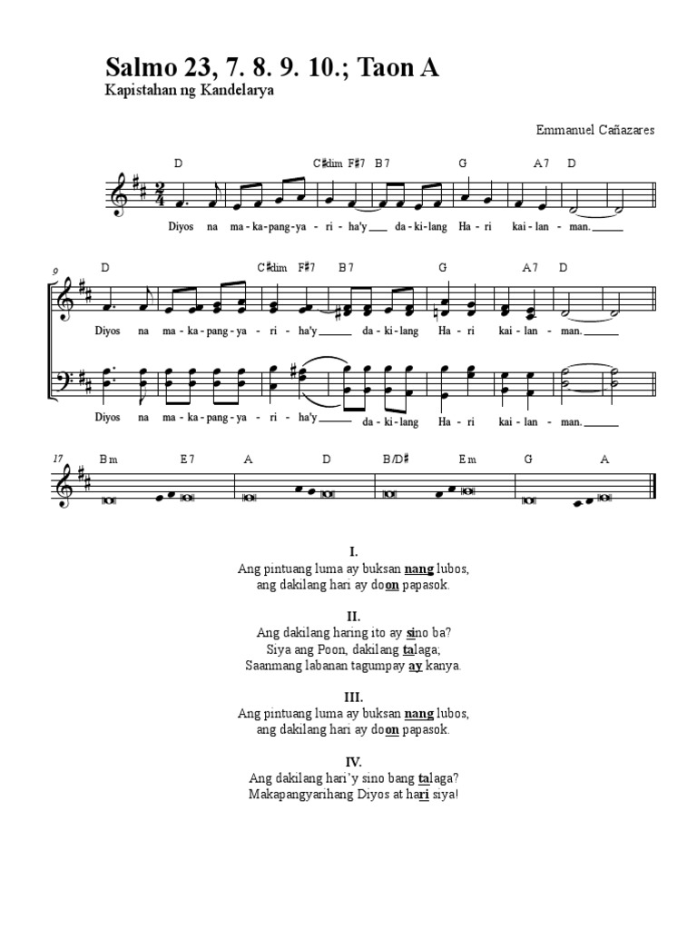 Salmo 23, 7. 8. 9. 10. (Feast of The Presentation of The Lord) Taon A | PDF