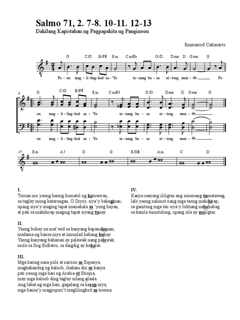 Salmo 71, 2. 7-8. 10-11. 12-13 (Epiphany) | PDF