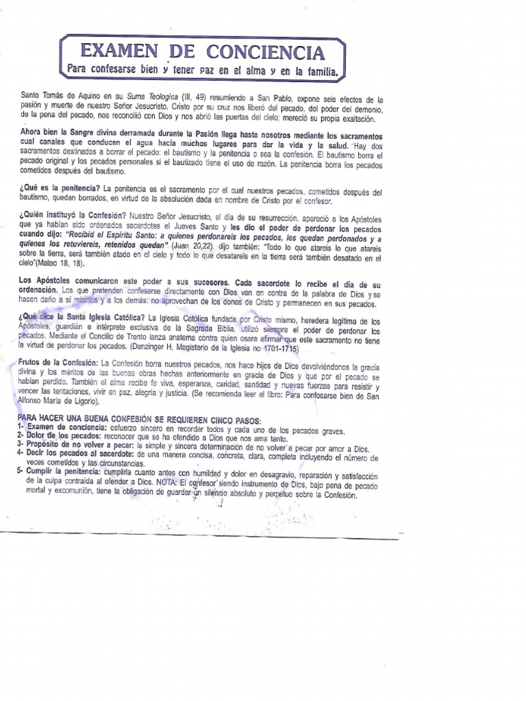 Examen de Conciencia Para Confesión | PDF