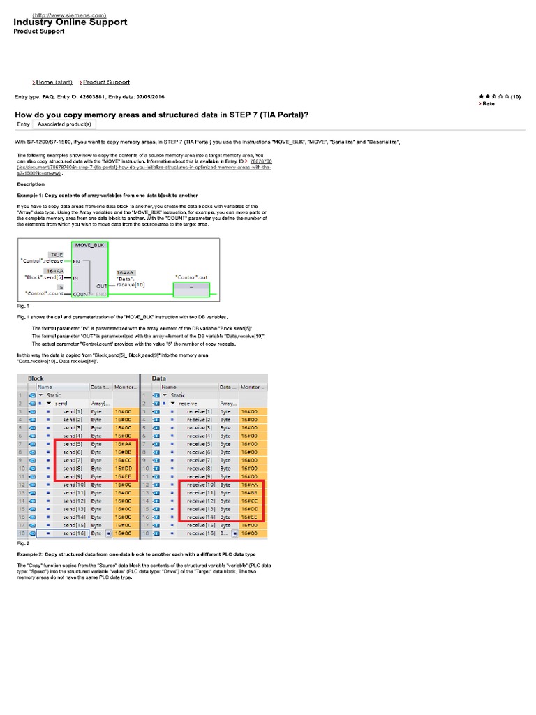 How Do You Copy Memory Areas and Struct... D - 42603881 - Industry Support Siemens | PDF