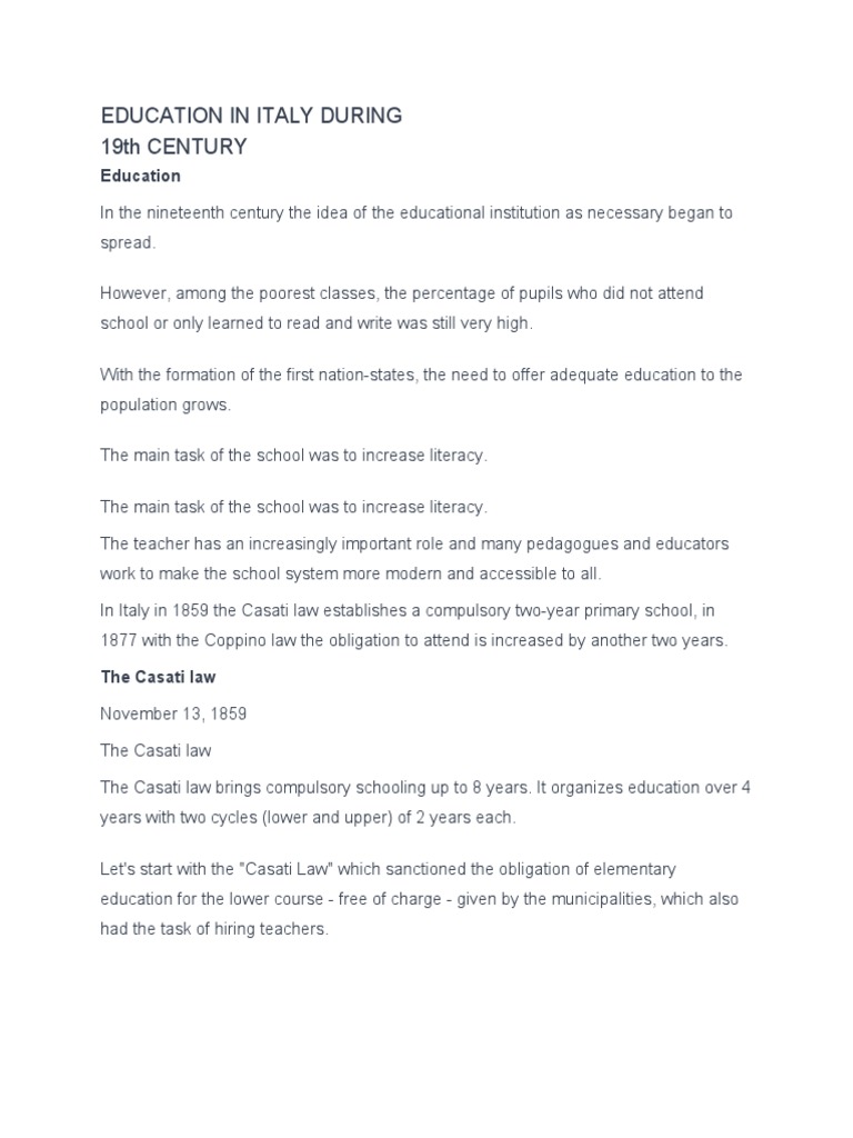 19th Century Education in Italy | PDF