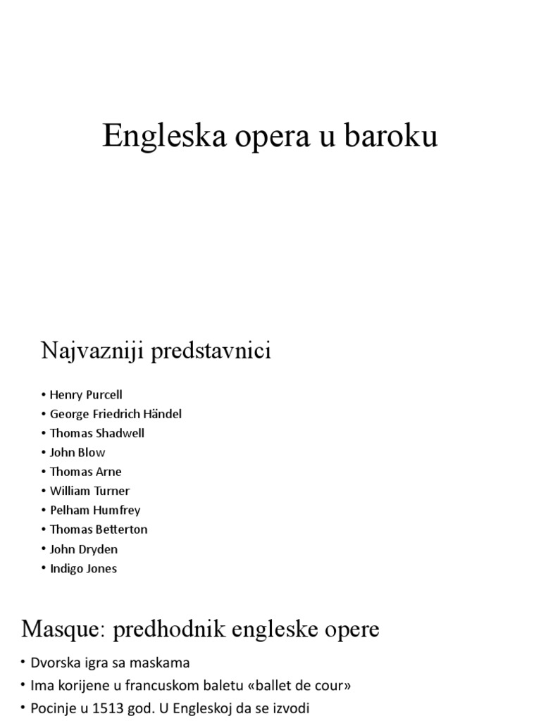 Engleska Opera u Baroku | PDF